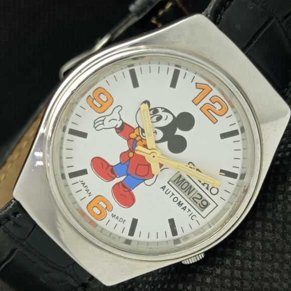 Seiko | Accessories | Vintage 986 Seiko Disney Automatic Mens Silver ...